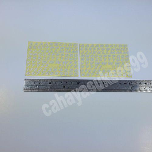 Jual Sticker Huruf Alphabet Nomor Angka Font Miring 0,8cm x 0,7cm Putih ...