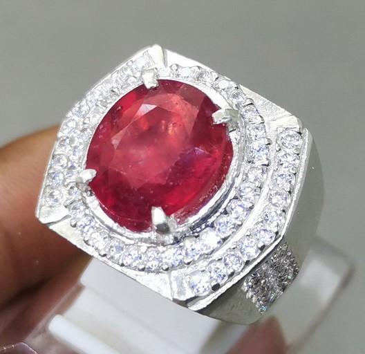 Jual Batu Akik Ruby Merah Afrika Natural Mixed Cutting Cincin Perak925 ...