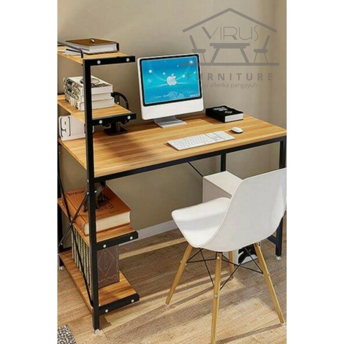 Jual meja kantor meja kerja meja belajar jati rangka besi minimalis ...