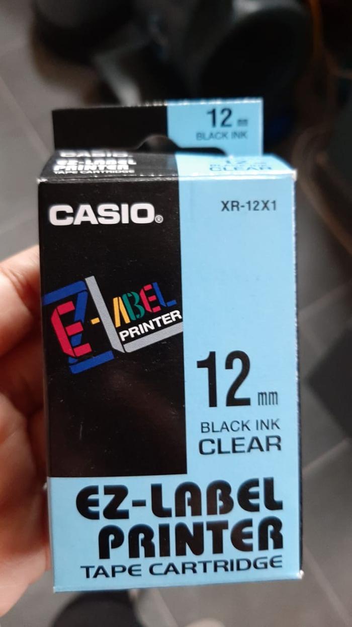 Jual ORIGINAL PITA Tape catridge EZ LABEL 12 mm Black ink clear CASIO ...