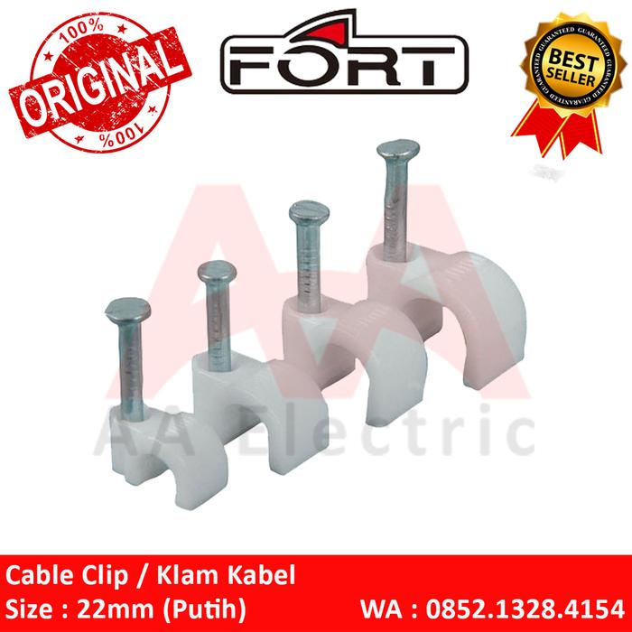 Jual Cable Clip / Klam Kabel / Klem Kabel Putih Size 22mm Fort ...