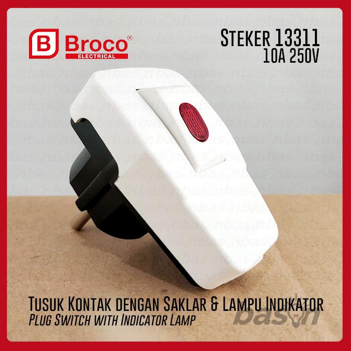 Promo BROCO 13311 STD Plug Switch w/lamp 10A 250V White - Colokan dgn ...