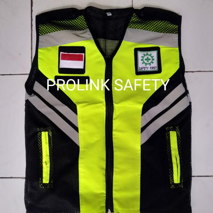 Jual ROMPI SAFETY HIJAU HITAM FREE LOGO K3 BENDERA BAHAN TASLAN - L ...