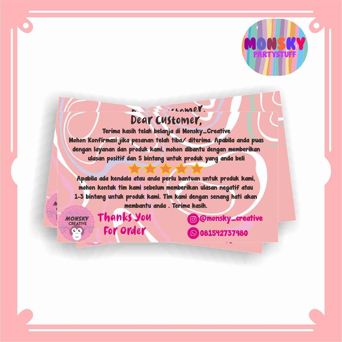 Jual Thanks Card For Customer Tokped / Kartu Ucapan Terima Kasih ...