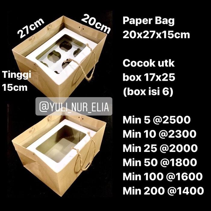 Jual Paper Bag 20x27x15cm Cocok utk box 17x25 (box isi 6) - Kota Depok ...