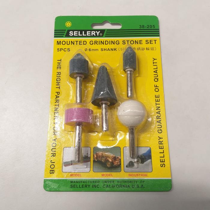 JUNLIXN 5-Piece Mounted Grinding Stone Set - 1/4" Shank, Shapes 25mm ...
