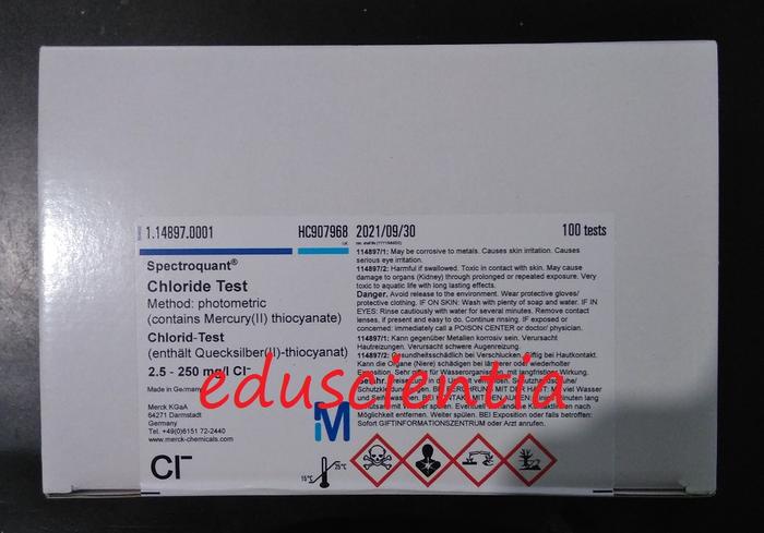 Jual Chloride Test, 2.5 - 250 mg/l Cl, 100 Test, MERCK, 114897.0001 ...