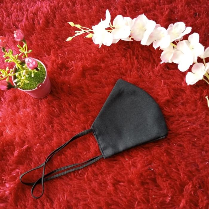 Jual MASKER KAIN HIJAB HITAM POLOS 3PLY MODEL DUCKBILL BAHAN 9XFORD ...
