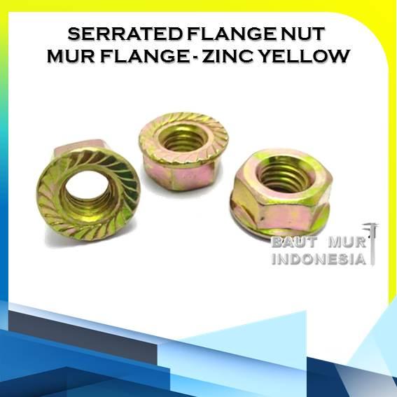 Jual FLANGE NUT ZINC YELLOW MUR FLANGE KUNING M4 ISI 10PCS - Kab ...