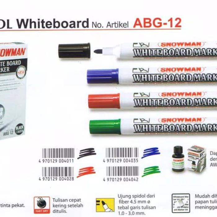 Jual Spidol / Marker SNOWMAN White Board ABG-12 - Hitam - Jakarta Barat ...