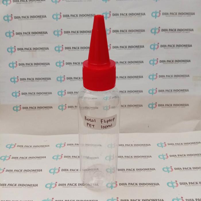 Jual Botol PET 100ML tutup kerucut merah body natural/botol tinta 100ml ...