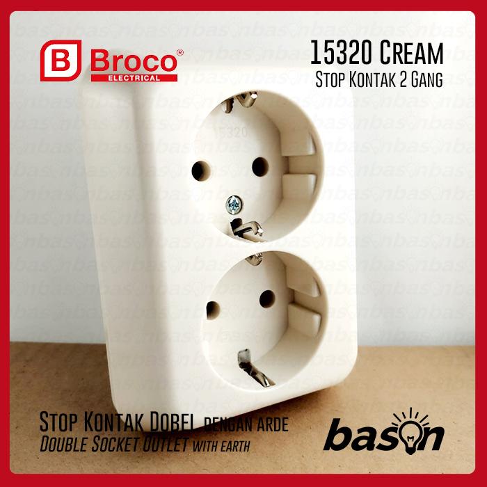 Promo BROCO Gracio 1532011 Double Socket Outlet 16A 250V Cream | Stop ...