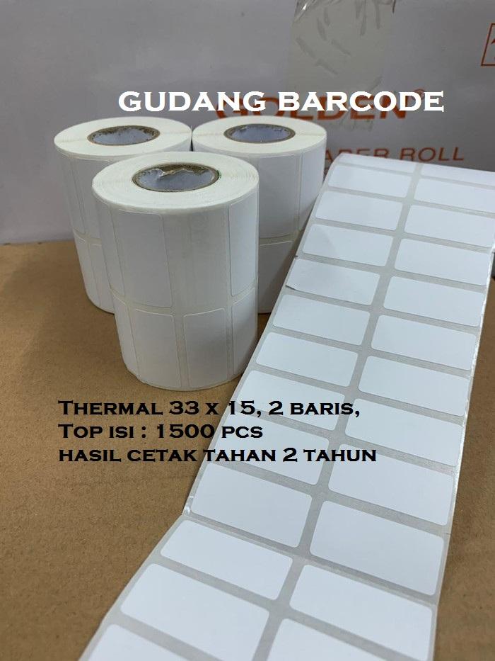 Jual LABEL BARCODE 33 X 15 mm KERTAS STICKER LABEL THERMAL 33x15 mm ...