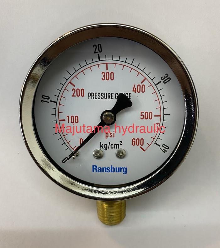 Jual Pressure gauge//manometer 2,5 inch 40 bar(kg/cm2)black steel ...