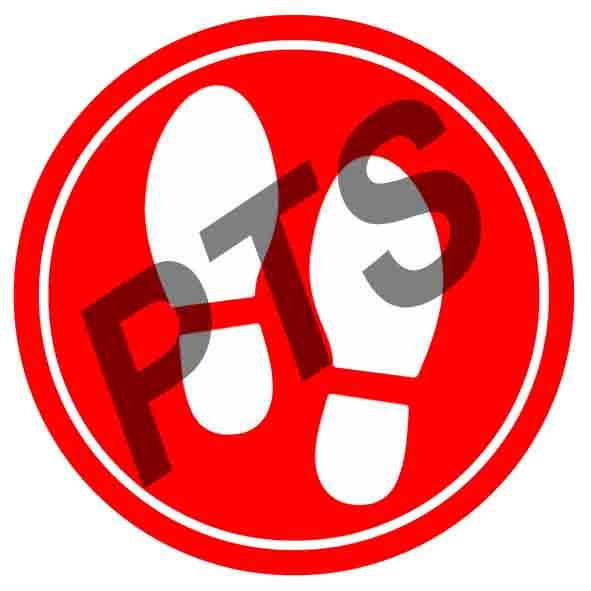 Jual STICKER SIGN JEJAK SEPATU MERAH WARNING SIGN STICKER 15x15 CM ...