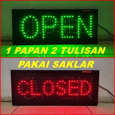 Jual Tulisan Lampu Led Sign display OPEN CLOSE 1 PAPAN 2 TULISAN AND ...