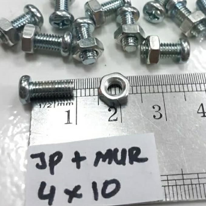 Jual baut jp 4x10 100 pcs/ baut mur ballas / baut obeng + - Jakarta ...