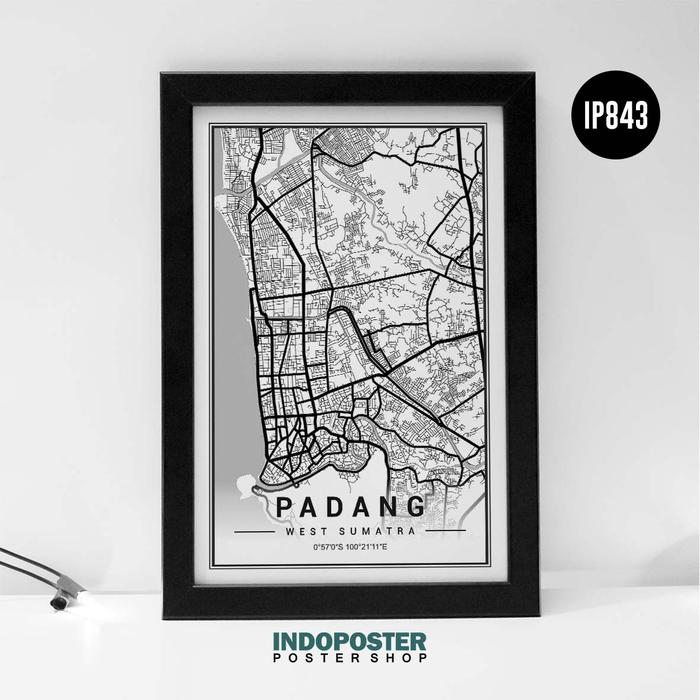 Jual Poster City Map Peta Kota Kota Padang Sumatera Barat Indonesia ...