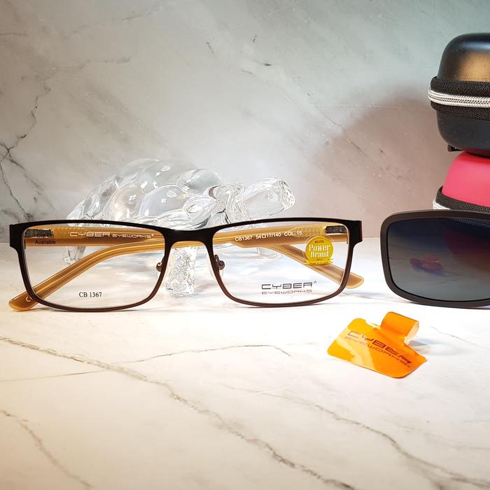 Jual Kacamata Pria Original Cyber Eyeworks CB1367 Brown ClipOn Polarize ...