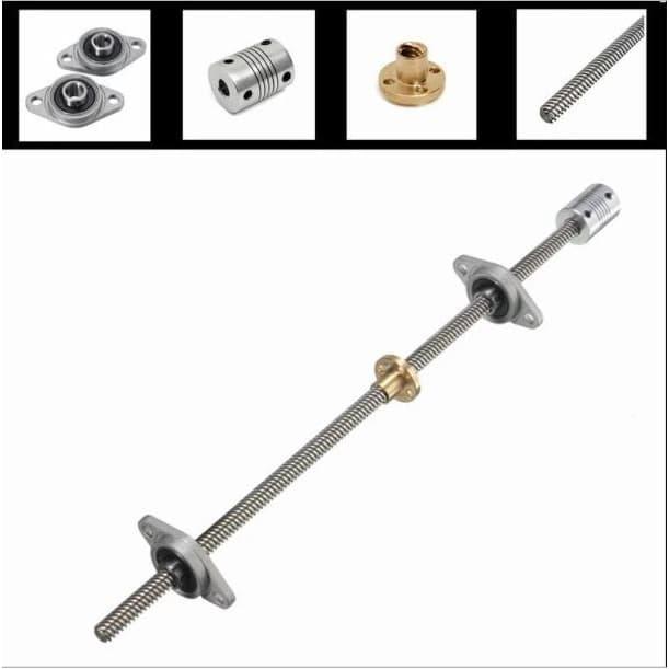 Jual T8-8 Lead Screw L Nut Bearing Block KFL coupling SeT 3D printer ...