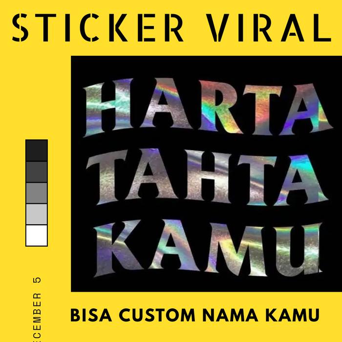 Jual Sticker viral harta tahta nama kamu custom ukuran 7x7cm - Kota ...