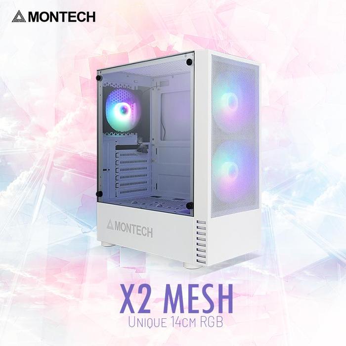 Jual MONTECH X2 MESH WHITE Tempered Glass ATX Case 3x RGB Fixed Light ...