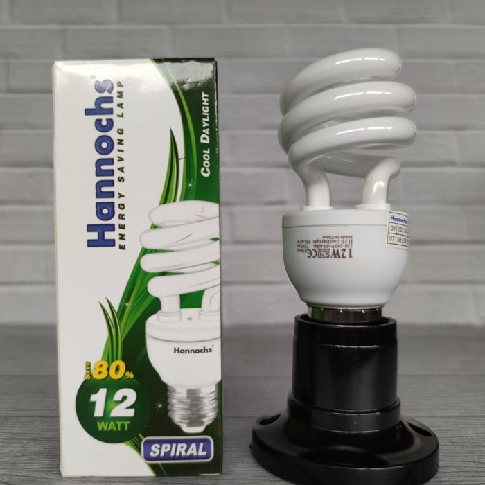 Jual HANNOCHS 12w spiral 12 watt lampu hemat energi CAHAYA PUTIH ...