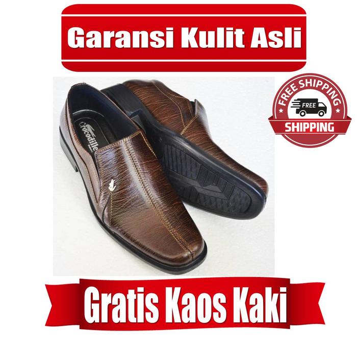 Jual Sepatu Pria Kulit 100% Sepatu Pantofel Sepatu Crocodile A6 Cokelat ...