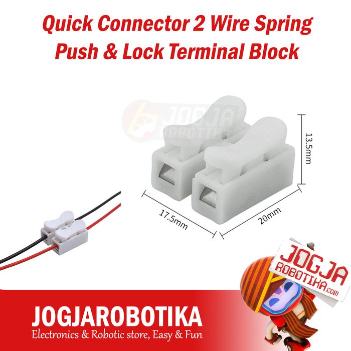 Jual Quick Connector 2 Wire Spring Push & Lock Terminal Block - Kab ...