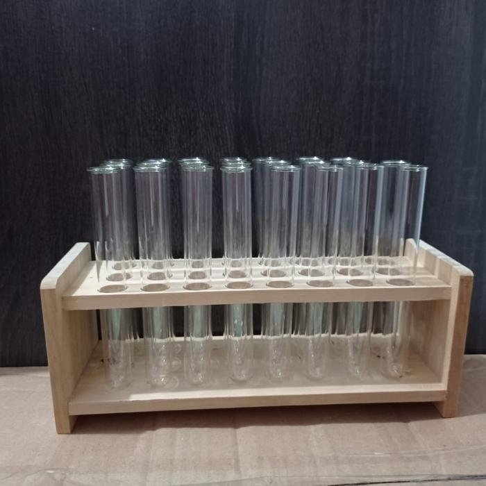 Jual Paket Rak Tabung Kayu 24 Lubang dengan Test Tube 16x150 mm ...