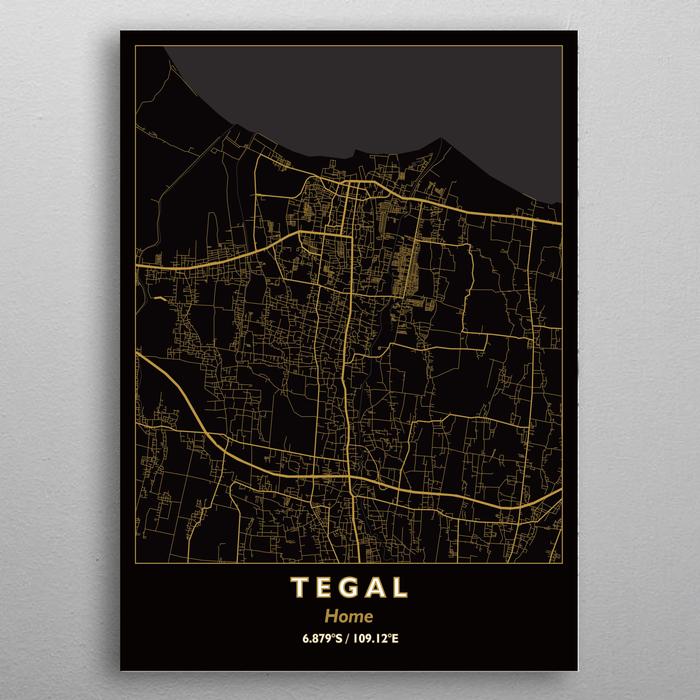 Jual Tegal City Map Art Wall Decor Peta Kota Dinding - Jakarta Selatan ...