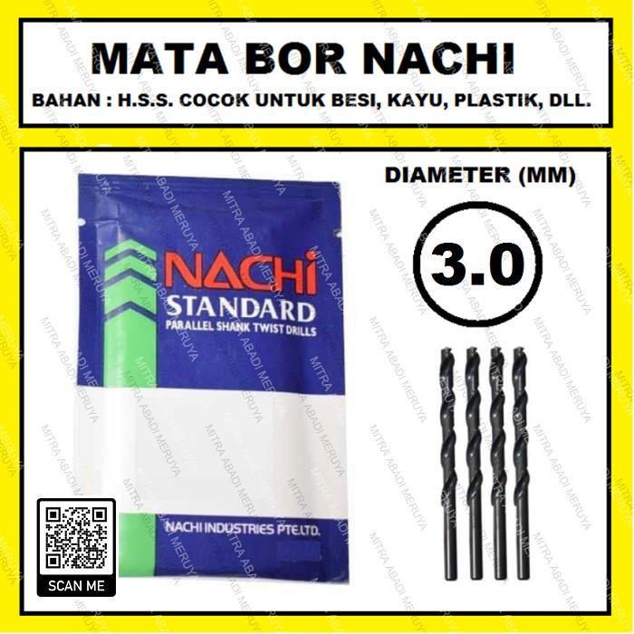Jual Mata Bor Nachi 3 mm Drill Bit HSS Mata Bor Besi Kayu Plastik ...