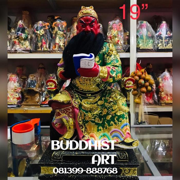 Jual Patung dewa kwankong kwan kong guan yu kayu duduk pegang buku 19 ...