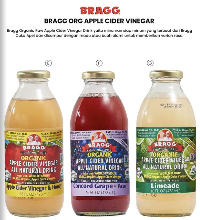 Jual BRAGG Apple Cider Vinegar Drink ( Honey/Grape Acai/Limeade ...