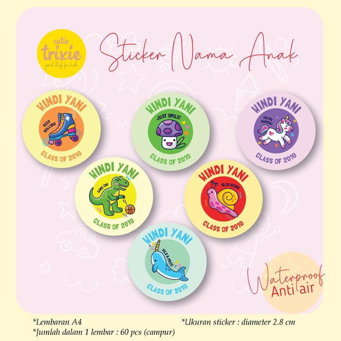 Jual Sticker Label Nama Anak (bulat) cartoon 1 - Jakarta Barat - Cutie ...