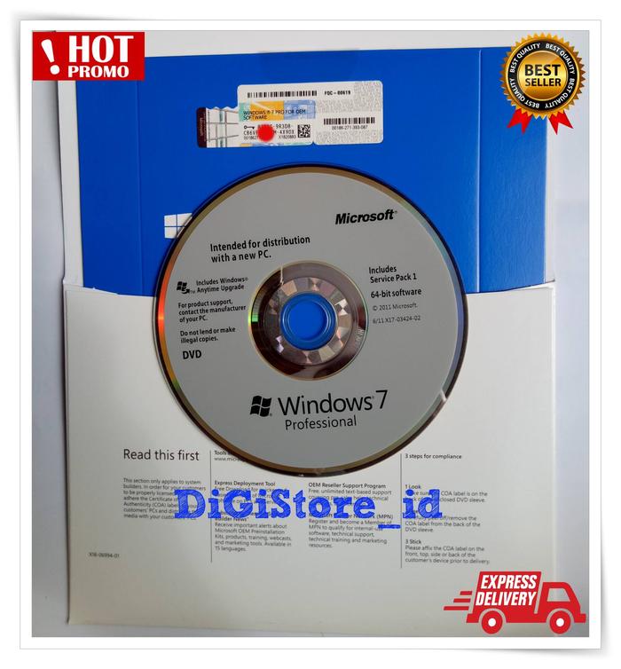 Jual WINDOWS 7 PRO FULL BOX 64bit 1PK DSP OEI DVD ORIGINALGaransi ...