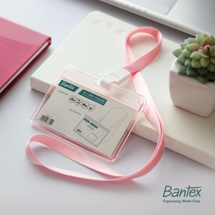 Promo Bantex Transparent ID Card Holder Lanyard Landscape Pink #8867 19 ...