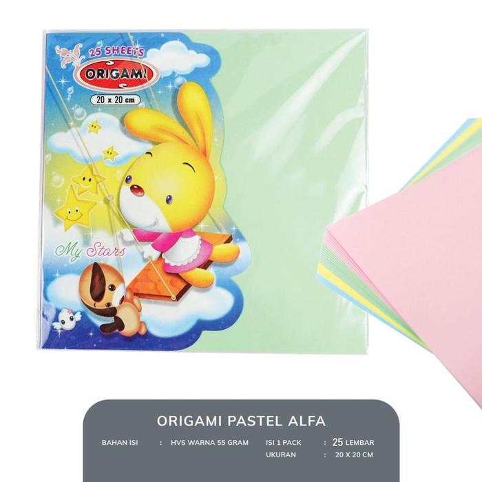 Jual Kertas Lipat Origami Pastel 20x20 cm 25 lbr Alfa 2 Sisi - Kota ...