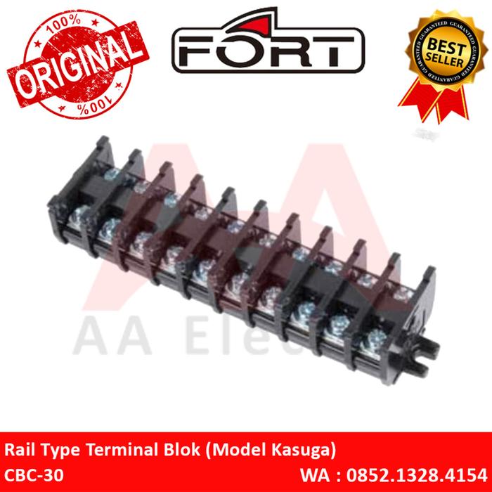 Jual Terminal Block CBC-30 / CBC30 30A Model Kasuga Hitam Rail 2Fungsi ...
