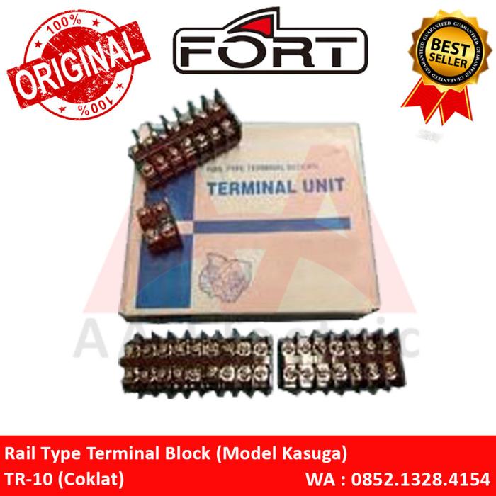 Jual Terminal Block TR-10 / TR10 10A Model Kasuga Coklat Rail 2 Fungsi ...