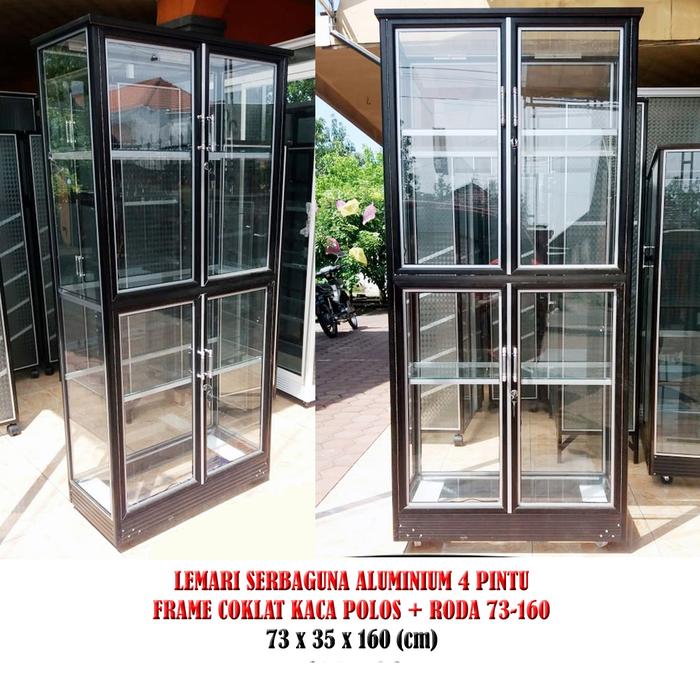 Jual Lemari Serbaguna Almini 4 Pintu Frame Coklat Kaca Polos + Roda 73 ...