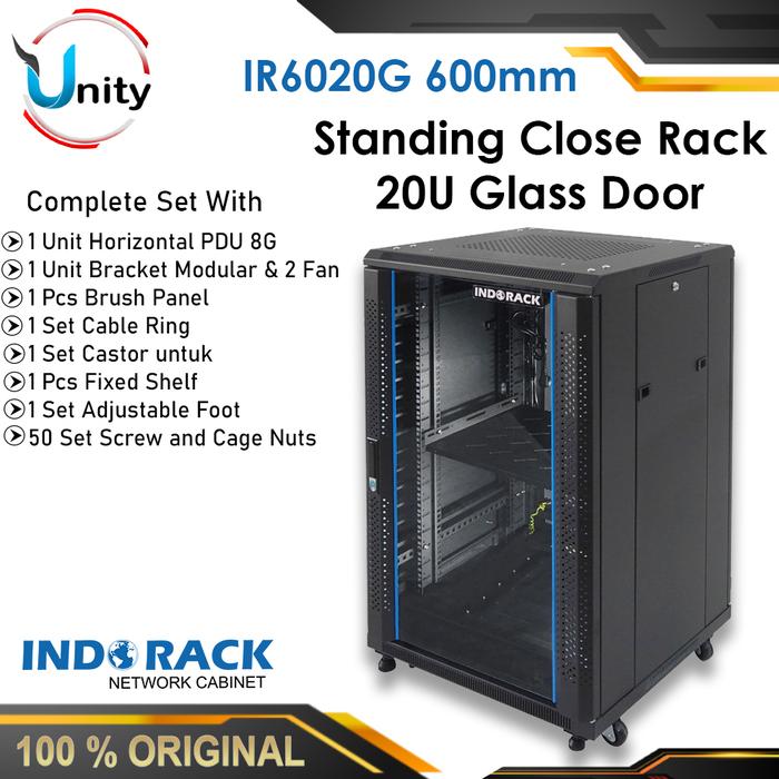 Jual Standing Close Rack 20U Glass Door IR6020G Indorack Rack Server ...