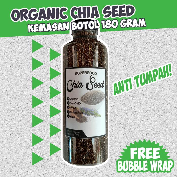 Jual (ANTI TUMPAH) Organic Chia Seed Botol 180 gr TERMURAH Free Bubble ...
