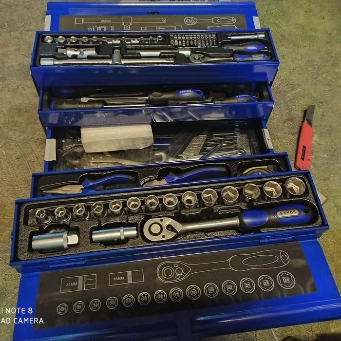 Jual TOOLKIT 91PCS/SET IN METAL CASE SANDS TOOLBOX BIRU TOOL BOX KIT ...