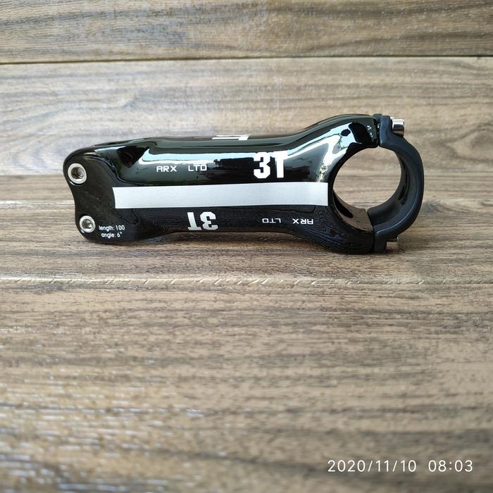 Jual Stem 3T Carbon 100mm 6 Degrees Black Silver Glossy Stem Road Bike ...