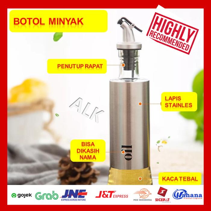 Jual BOTOL OLIVE OIL MINYAK GORENG KECAP CUKO KACA TUTUP ANTI TUMPAH ...