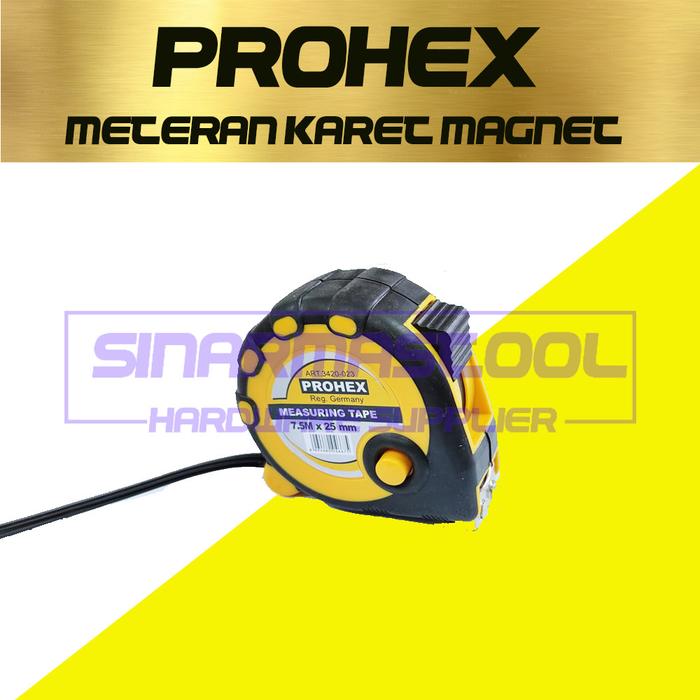 Jual meteran tangan/alat ukur/meteran karet prohex magnet - 5mx19mm ...