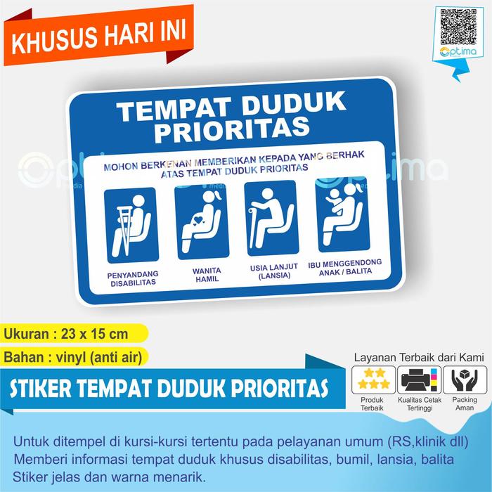 Jual STIKER TEMPAT DUDUK PRIORITAS DIFABEL/LANSIA/IBU HAMIL/BALITA ...