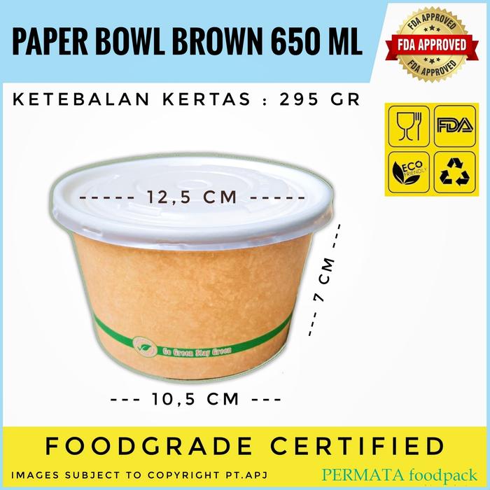 Jual PAPER BOWL COKLAT 650 ML + LID - Jakarta Utara - PERMATA foodpack ...