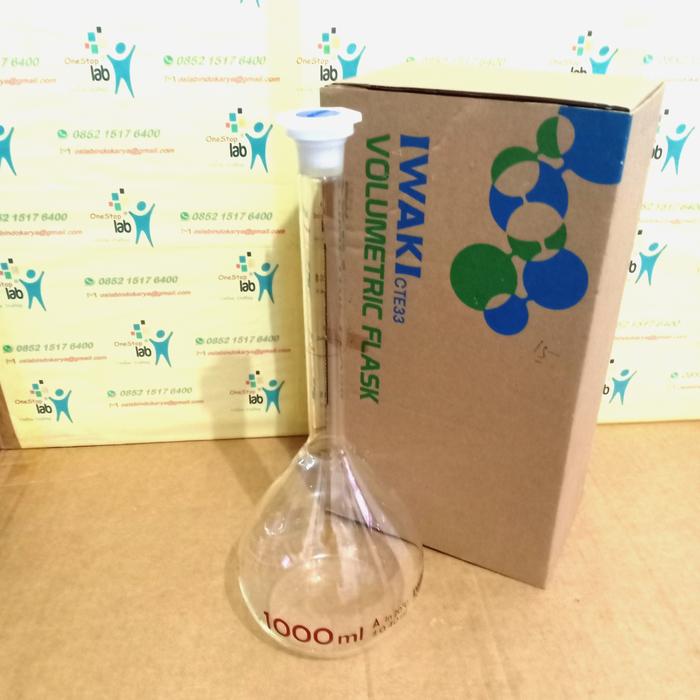 Jual Labu Ukur Clear 1000 ml PP Stopper Volumetric Flask IWAKI ASLI class A - Kab. Bekasi ...